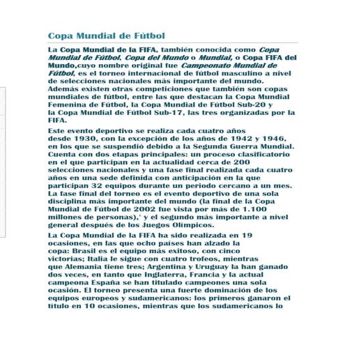Copa mundial de futbol | PDF