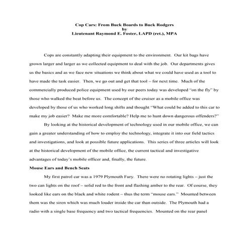 Cop Cars: From Buck Boards to Buck Rodgers | PDF