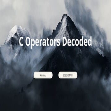C Operators Decoded of C programming language | PPTX