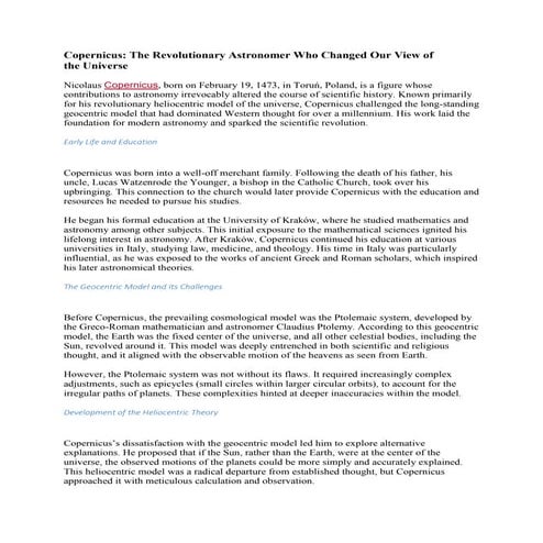 Copernicus: The Revolutionary Astronomer Who Changed Our View of the ...