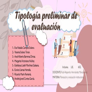 Tipología preliminar de evaluación. | PDF