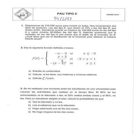 Soluciones PAU II | PDF