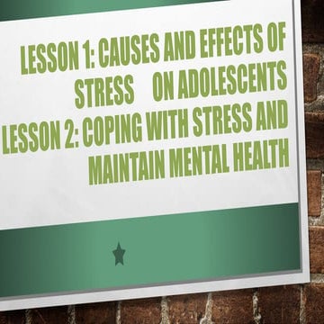 Coping with Stress in Middle and Late Adolescence.pptx | Mental Health ...