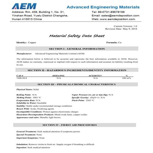 Copper Sputtering Targets | PDF
