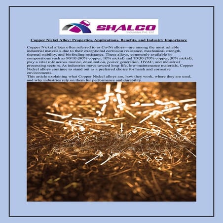 Copper Nickel Alloy: Properties, Applications, Benefits, and Industry ...