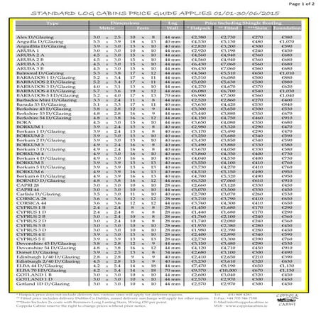 Coppola log cabins slc Price guide | PDF