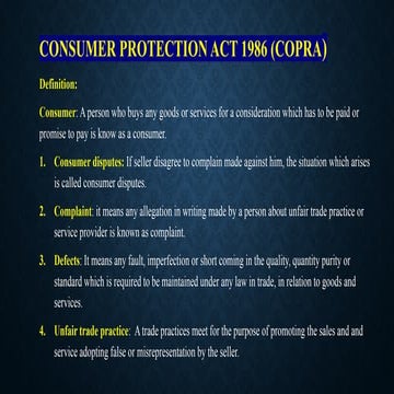 Module 4 - Consumer protection Act -1986 | PPT