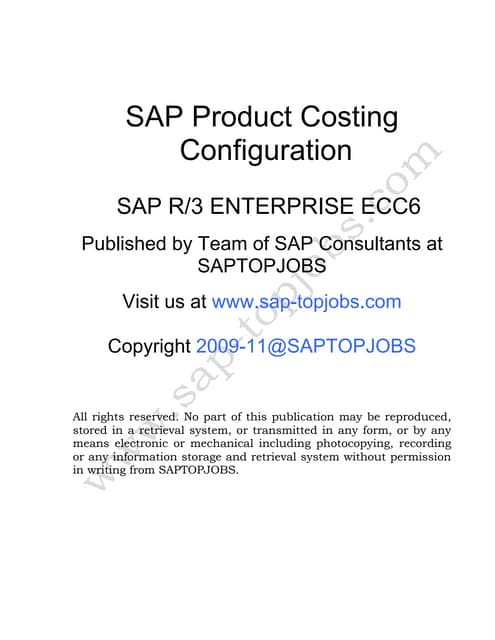 Quick sap co configuration Internal Order | PDF