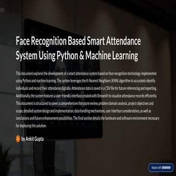 Face Recognition System Based Attendance Presentation Pdf