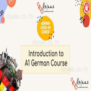 Introduction to German A1 for Certification exam | PDF