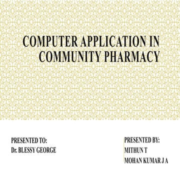 Application of Computers in Pharmacy | PPTX