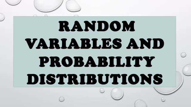 Discrete and Continuous Random Variable | PPTX