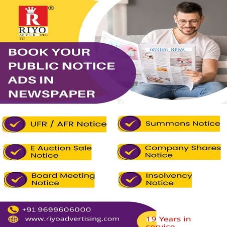 Book Your Public Notice Ads In Newspaper | PPTX