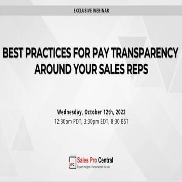 Best Practices For Pay Transparency Around Your Sales Reps | PPTX