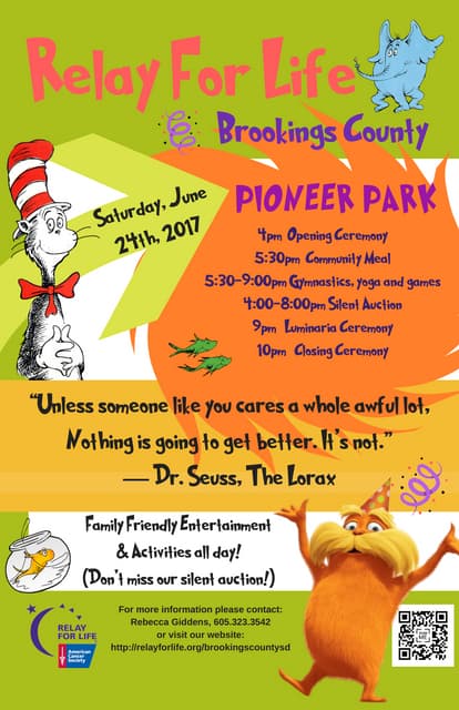 Relay for Life poster - Dr. Seuss social event | PDF