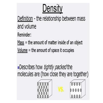 DENSITY YEAR 7 SCIENCE ABOUT MATTER KS2=3 | PPT