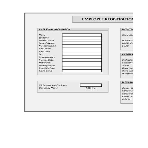 Copy of employee registration form | XLSX