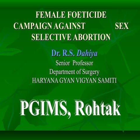 FEMALE FOETICIDE IN HARYANA | PPT