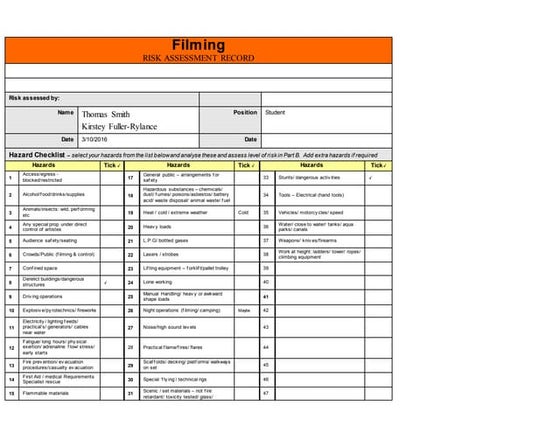 Risk Assessment sheet - olivia mills.docx
