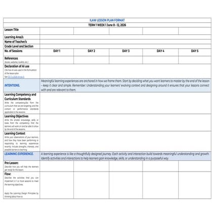 Comprehensive ILAW Lesson Plan Format for Effective Teaching | DOCX