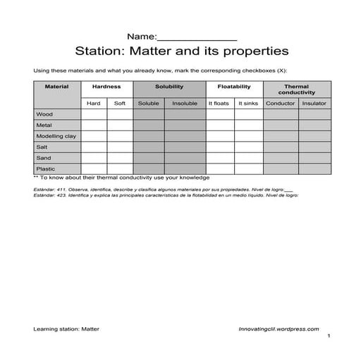 Matter experiment | PDF
