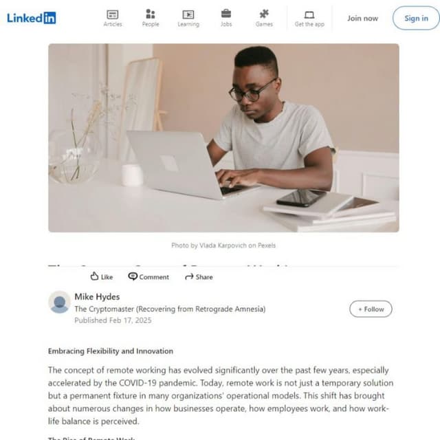 Copy of my LinkedIn Article on Remote Work | PDF