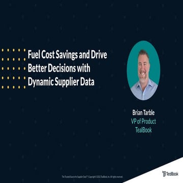 Fuel Cost Savings and Drive Better Decisions with Dynamic Supplier Data ...