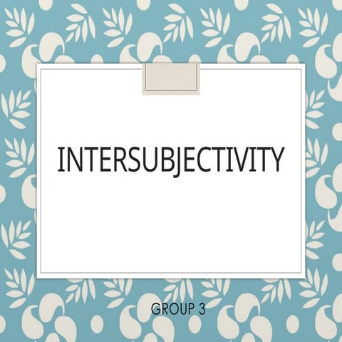 Intersubjectivity | PPTX