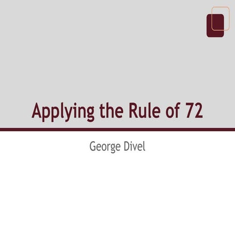 George Divel: Applying the Rule of 72 | PDF