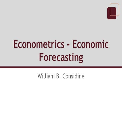Econometrics Economic Forecasting Pdf