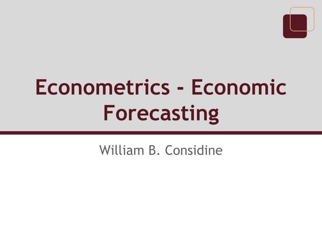 Econometrics Economic Forecasting Pdf