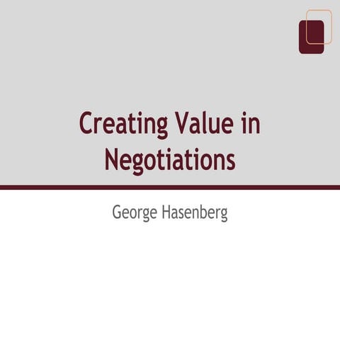 Creating Value in Negotiations | PDF