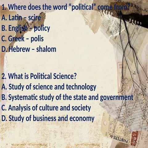 The Basic Info about Political Science in the Social Science | PPTX