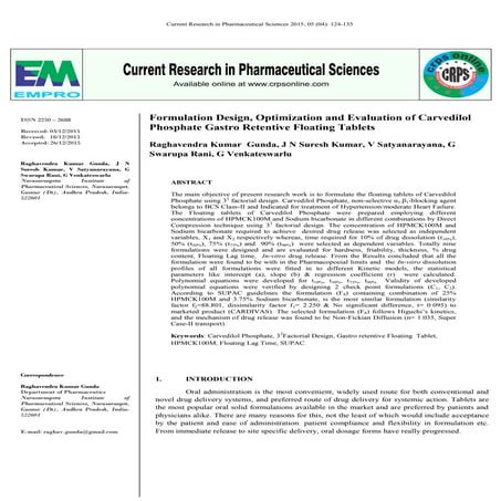 Formulation And Evaluation Of Floating Tablet Of Metoprolol Succinate