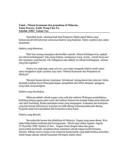 Skrip pidato 'memartabatkan bahasa melayu' | DOCX