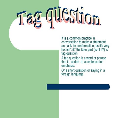 Question tag grammar+exercises | PPT