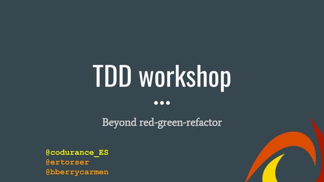 TDD Workshop (January, 2018) | PPT TDD Workshop (January, 2018) | PPT