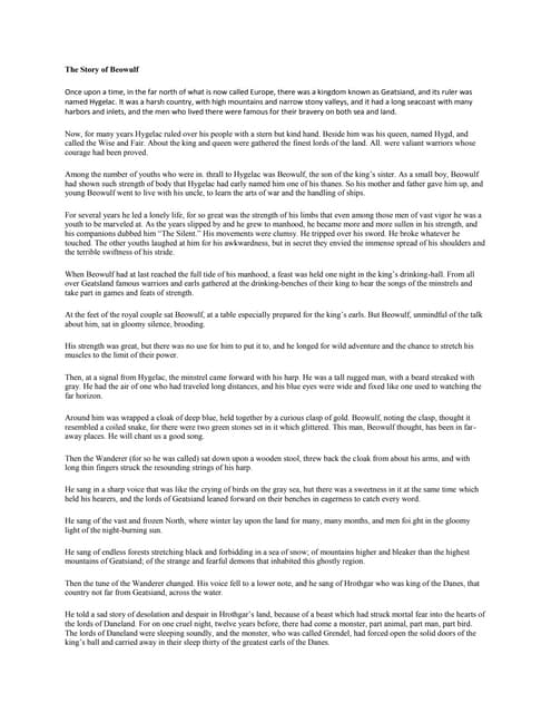 Beowulf summary | DOC
