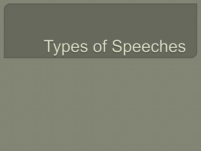 Types of speeches according to PURPOSE | PPTX