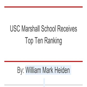 USC Marshall School Receives Top Ten Ranking | PPTX