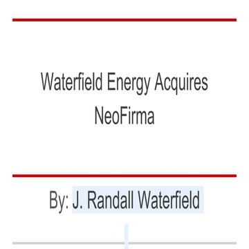 Waterfield Energy Acquires NeoFirma | PPTX