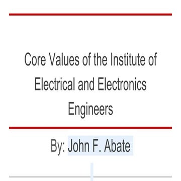 Core Values of the Institute of Electrical and Electronics Engineers | PPTX