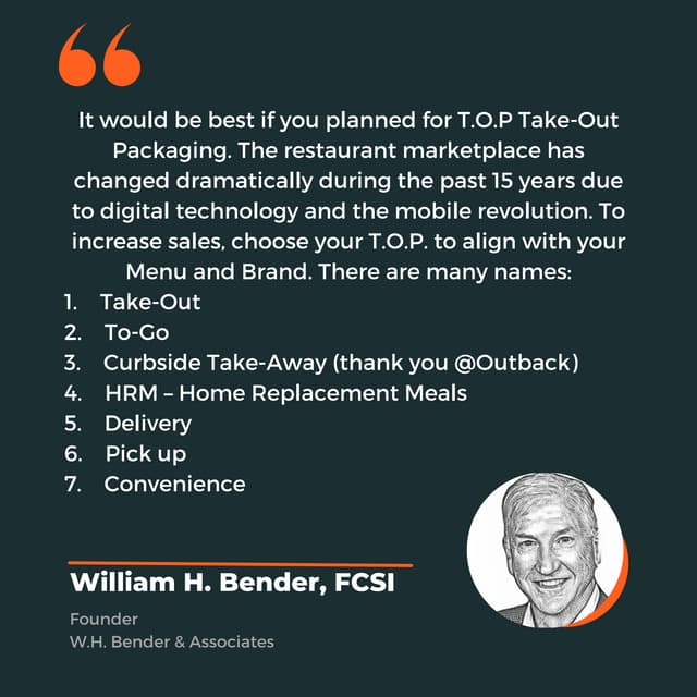 W.H.Bender Quote 63 You Must Plan T.O.P Take-Out Packaging | PDF