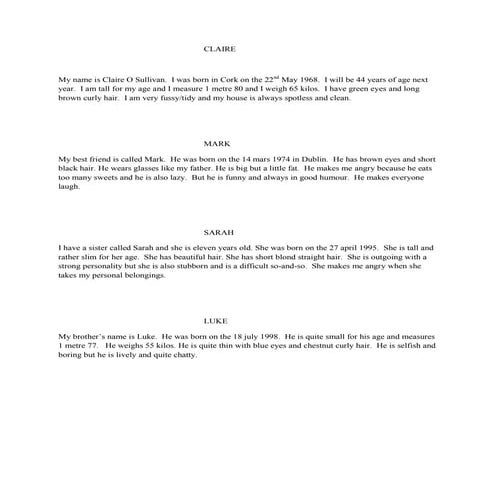 Copy of written personality test. | DOCX | Celebrity Families | Pop Culture