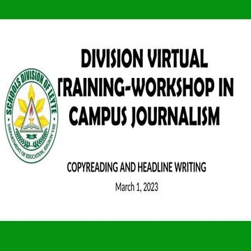 Copyreading and Headline Writing Lesson for Campus Journalism | PPTX