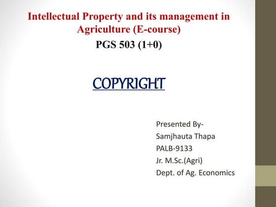 Copyright and its infringement | PPT