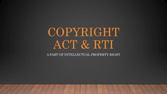 Copyright (presentation) | PDF | Law