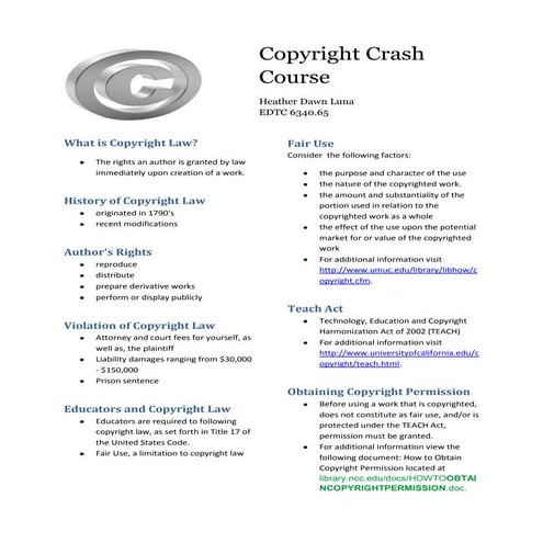 Copyright Crash Course PowerPoint Handout | DOCX
