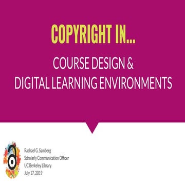 Copyright in Course Design & Digital Learning Environments | PDF