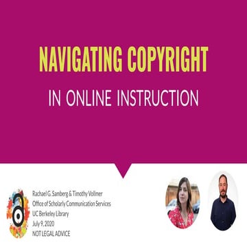 Navigating Copyright in Online Instruction | PPT